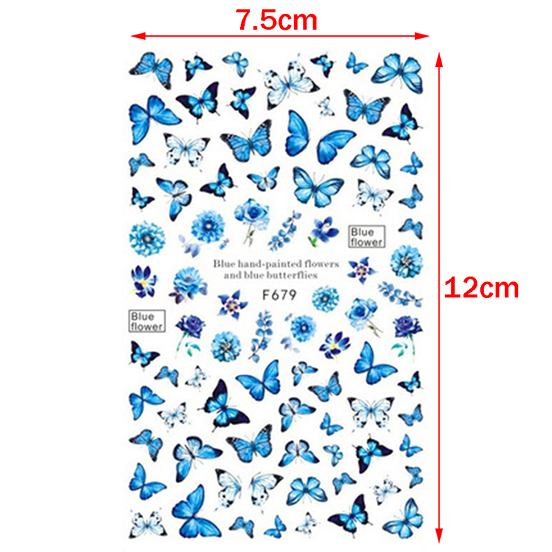 Holographic Butterflies Nails Art Manicure Stickers Blue Black Decals ...