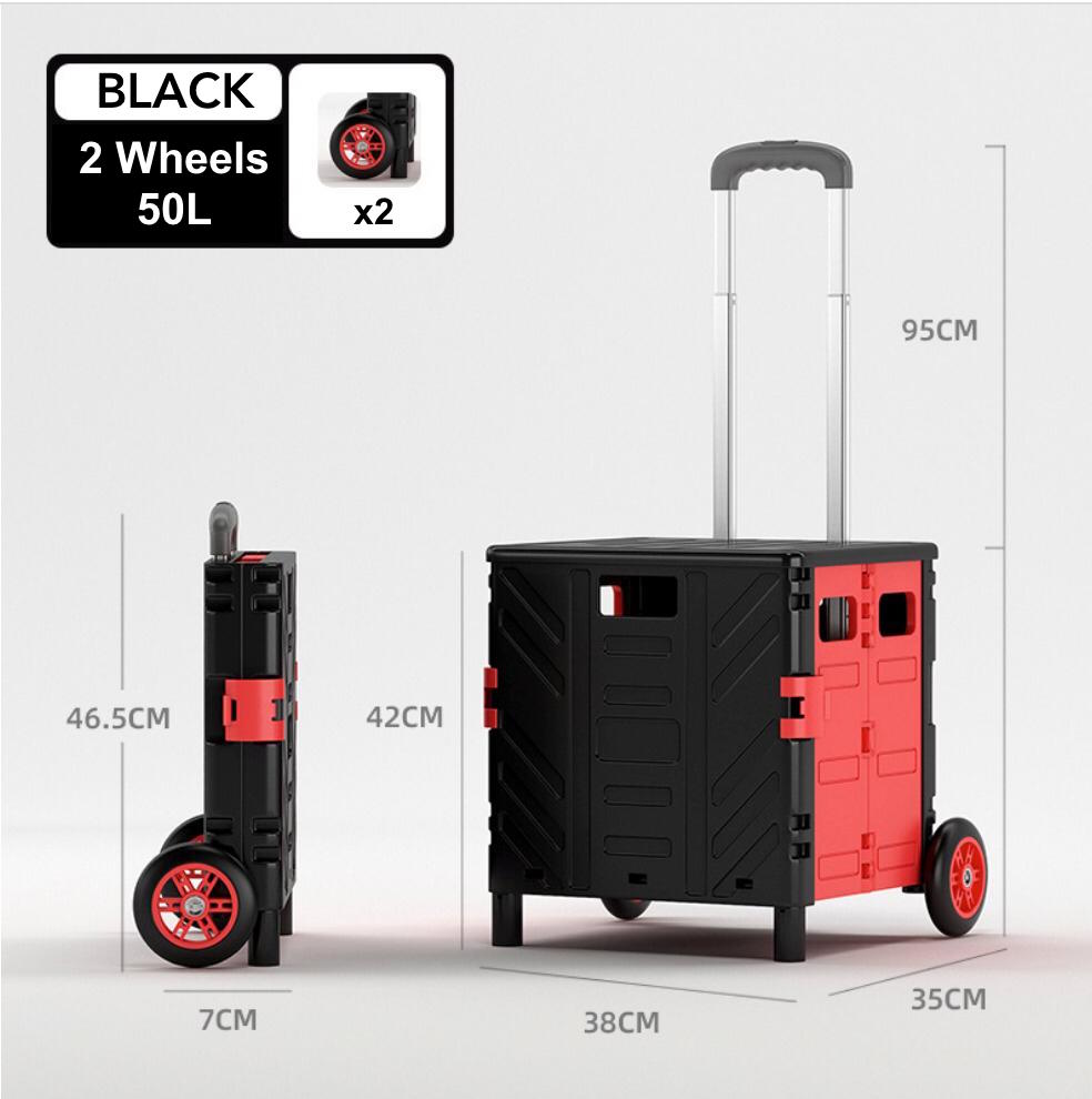 Upgraded 50L/75L Foldable Utility Cart Heavy Duty Shopping Trolley Cart ...