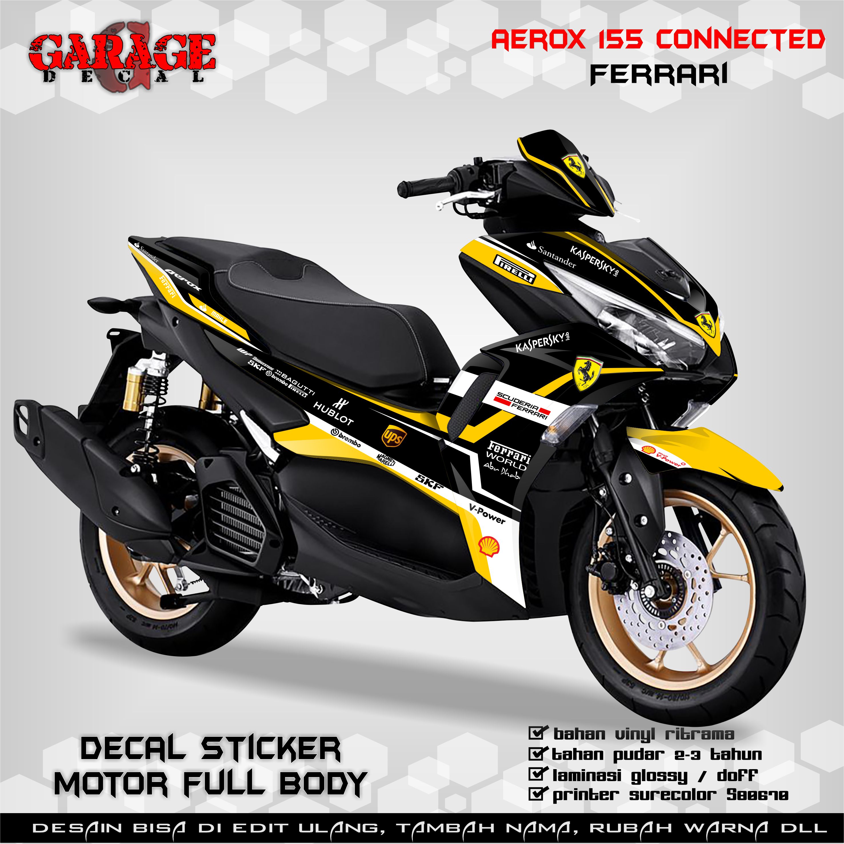 Decal New Aerox 155 Connected Full Body Sticker New Aerox 155 Connected ...