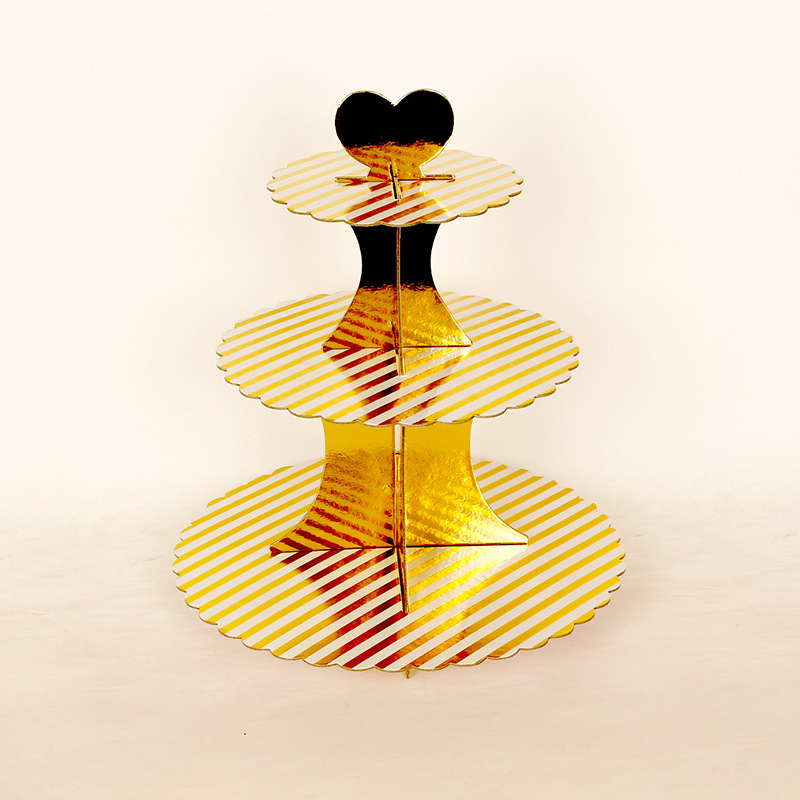 🇲🇾 🏆 3 Tier Gold Cupcake Cake Cookie Plate Display Round Stand Holder ...