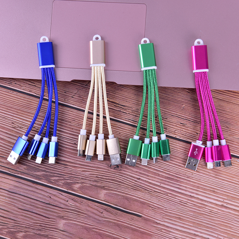 DaLouL 3 in 1 USB Cable keychain short Micro USB Type C Multi Charger ...