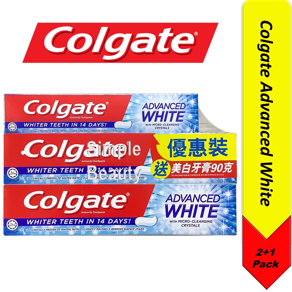 Colgate Advanced White Toothpaste (Value Pack), 2x160g + 90g | Lazada ...