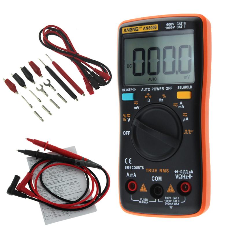 【New Arrivals】AN8008 9999 count True-RMS Digital Multimeter Square Wave Backlight AC DC Voltage ...