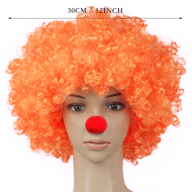 Orange Short Afro Curly Wig With Bangs Synthetic Wig Costume Wig For ...