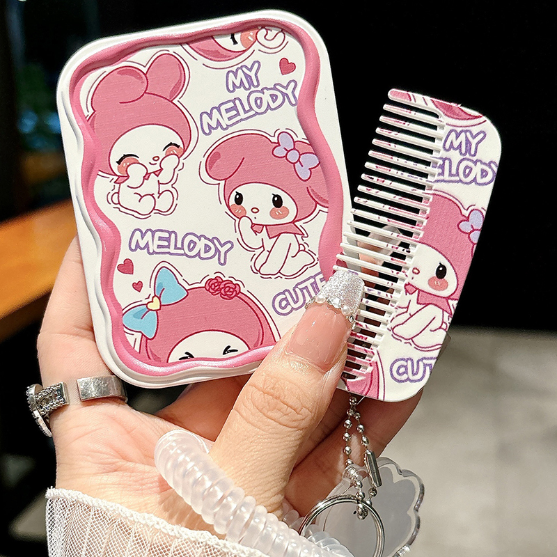 Sanrio Hello Kitty Portable Folding Comb Makeup Mirror Comb Set Girls ...