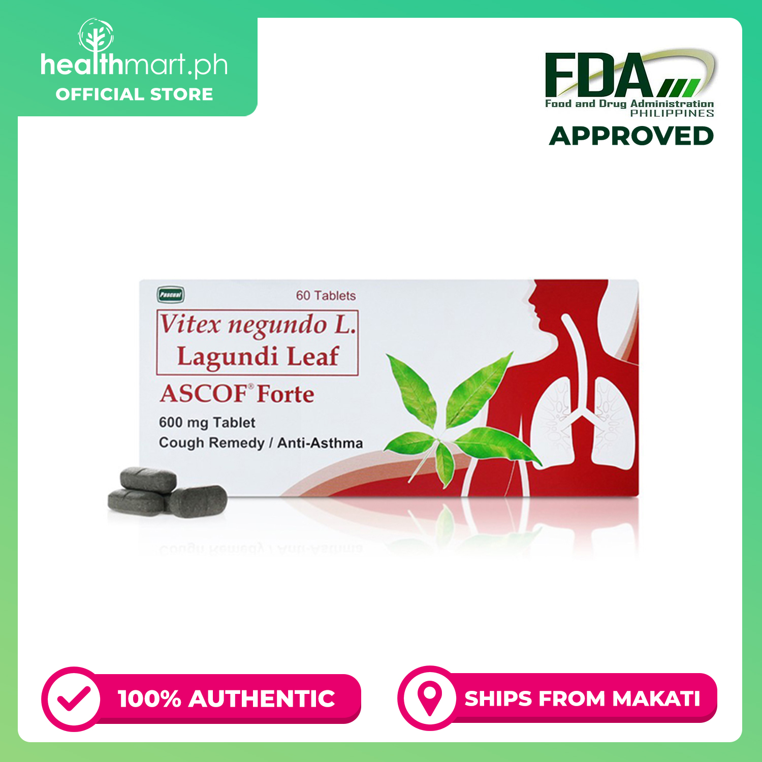 60% OFF! Ascof Forte (60 tablets) 600mg | Relieves Cough | Lazada PH