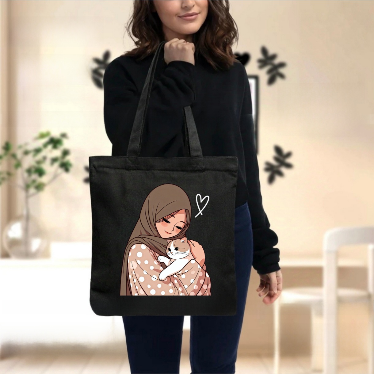 Premium Tote Bag with Zipper Canvas Tote Bag for Women Trendy Shopping ...