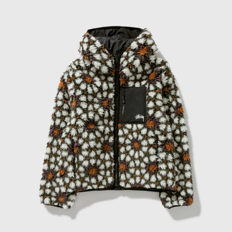 Stussy Pattern Sherpa Reversible Stussi Double Hooded Jacket Male HBX ...