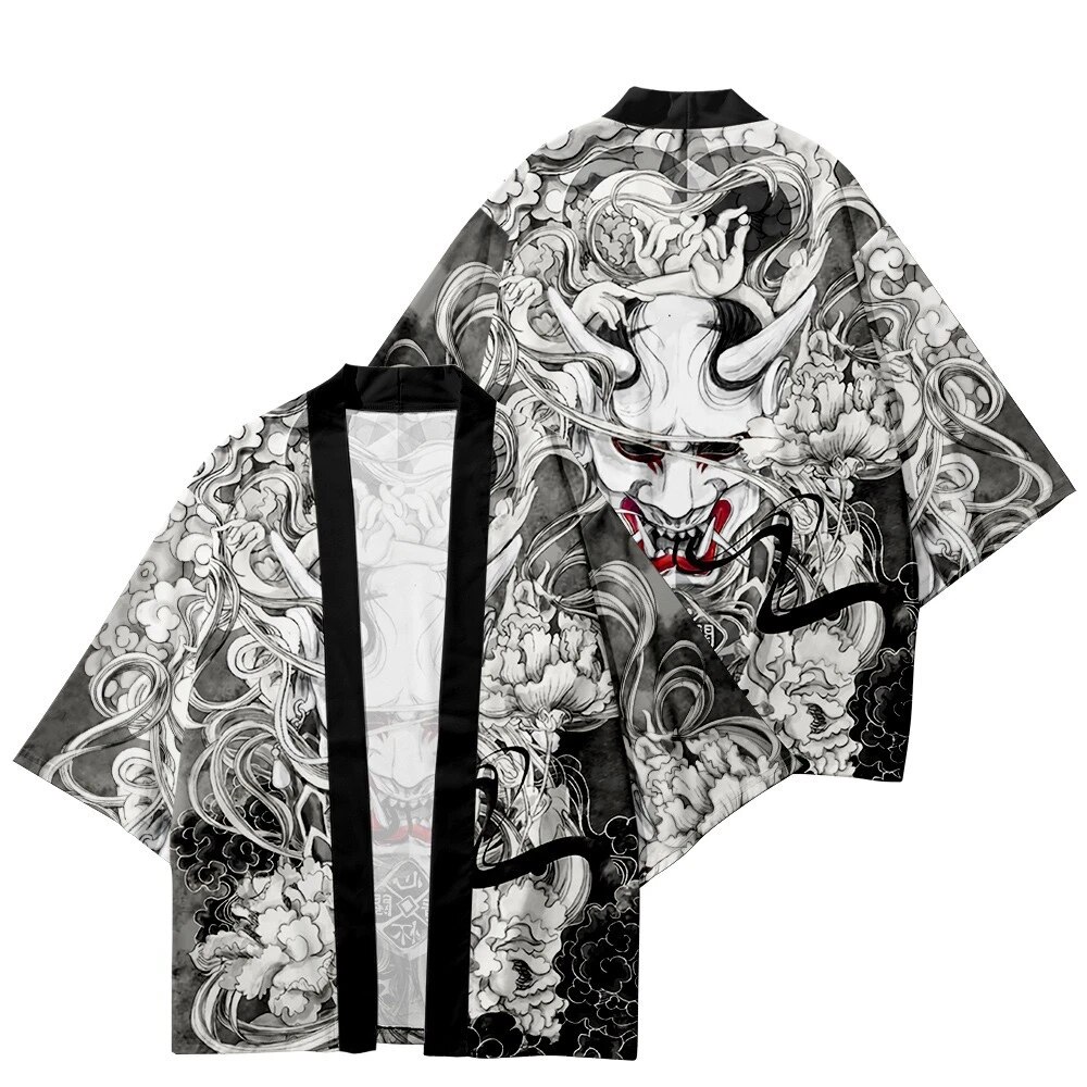 【Free Returns】 Japanese evil print samurai cosplay kimono traditional ...