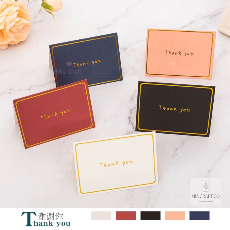 Foldable Gold Frame Greeting Card Wish Card Birthday Thank You Card Kad ...