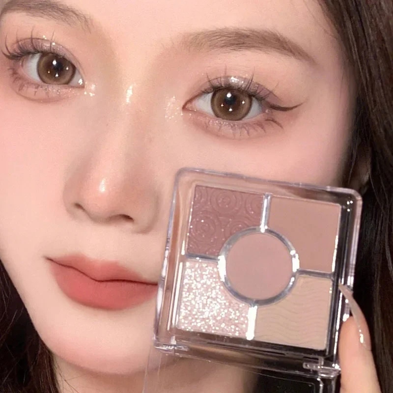 5 Colors Eyeshadow Palette Earth Color Matte Pearlescent Shiny Eye ...
