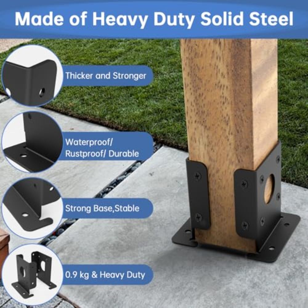 2pcs Base Brackets Sturdy Support Wood Fence Pergola Brackets ...
