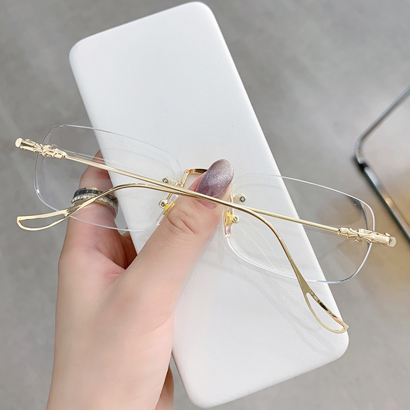 Luxury Frameless Reading Glasses Women Men Rimless Anti Blue Light ...