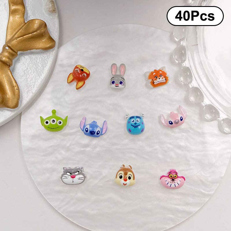 40Pcs Stitch Zootopia Resin Nail Art Charms Anime Character Nail Decor ...