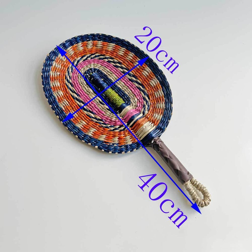 Striped Patterns Seagrass Woven Fan Vintage Anti-Mosquito Hand Braided ...