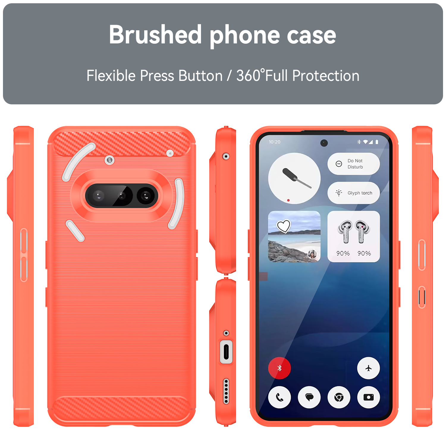 Nothing Phone 3A Case, Flexible TPU Bumper with Brushed Carbon Fiber ...
