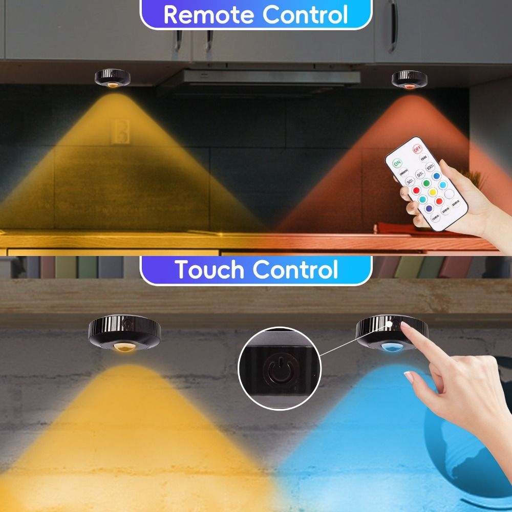3 Pcs/set Portable Rechargeable Under Cabinet Light Color Changing ...