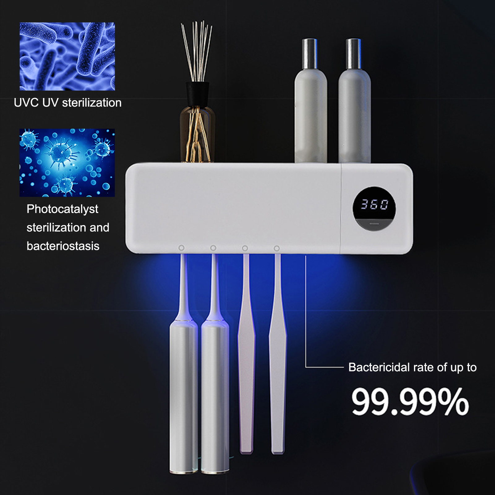 Wall Mounted Toothbrush Holde Uv Light Toothbrush Sanitizer Uv ...