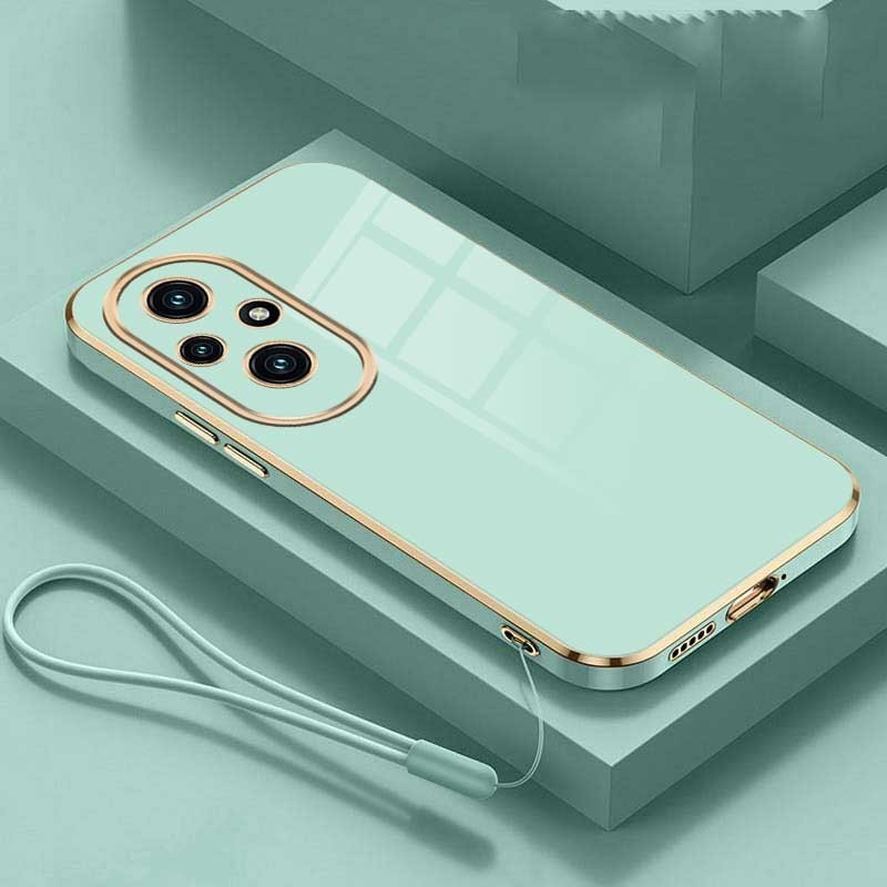 Honor 200 Pro 200Pro HONOR200 Lite Luxury Square Edges Plating Back TPU Soft Case with Lanyard ...