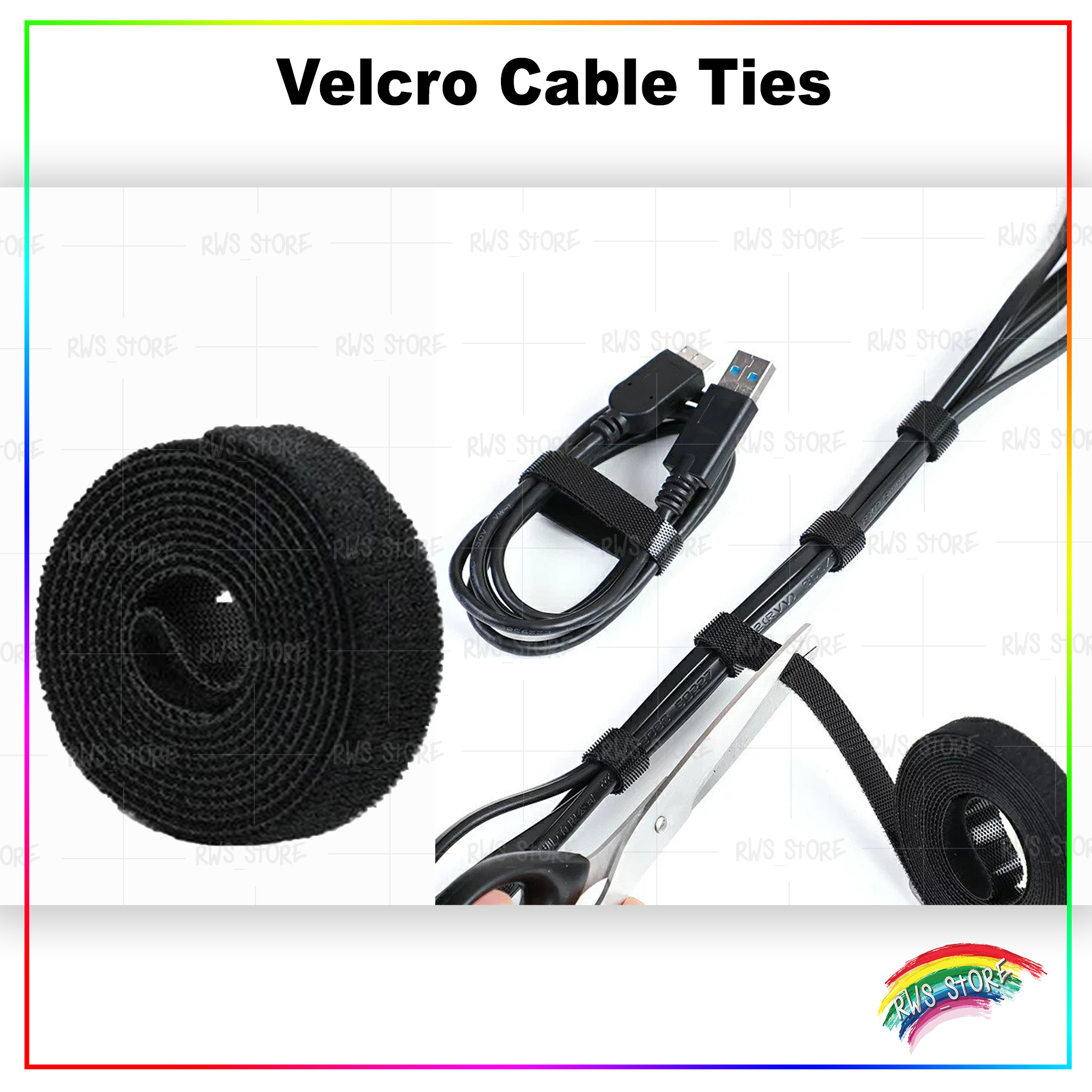 Velcro Cable Ties 魔术贴数据线带 Pengikat Kabel Velcro | Lazada