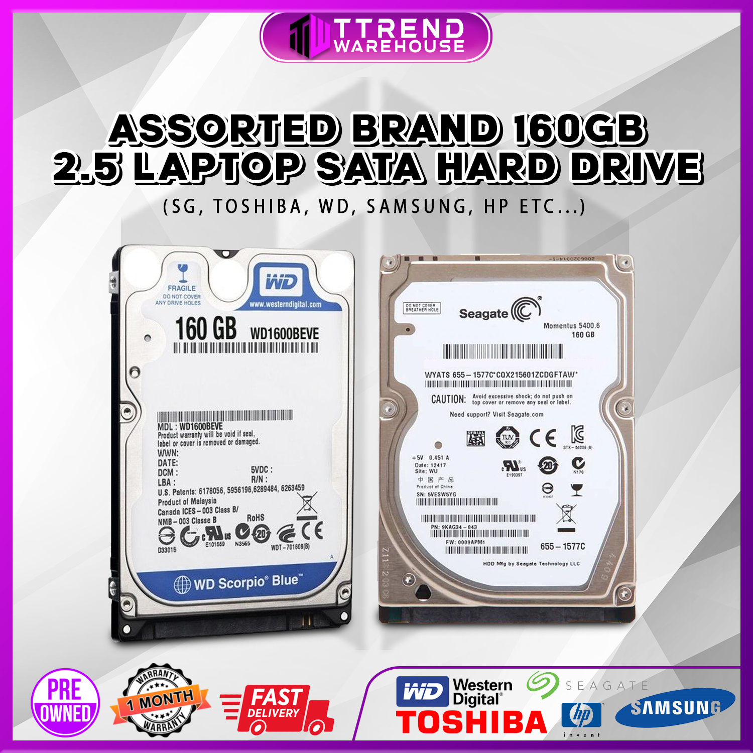 Assorted 2.5" SATA Laptop Hard Drive | We also have Seagate, Toshiba ...
