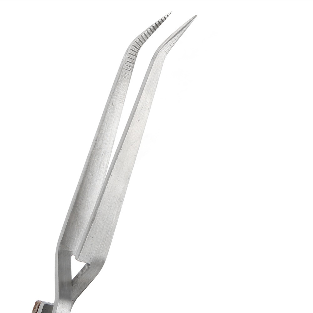 Precision Curved Tip Locking Tweezers Stainless Steel Selflock Cross ...