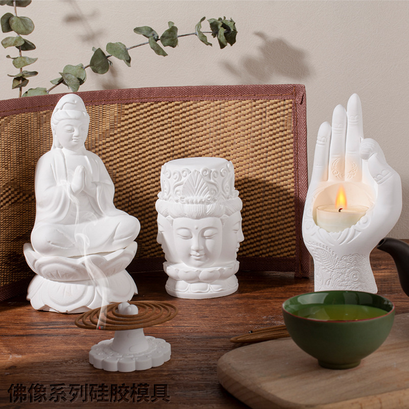 Diy Buddha Statue Dome Candle Silicone Mold Guanyin Tathagata Four ...