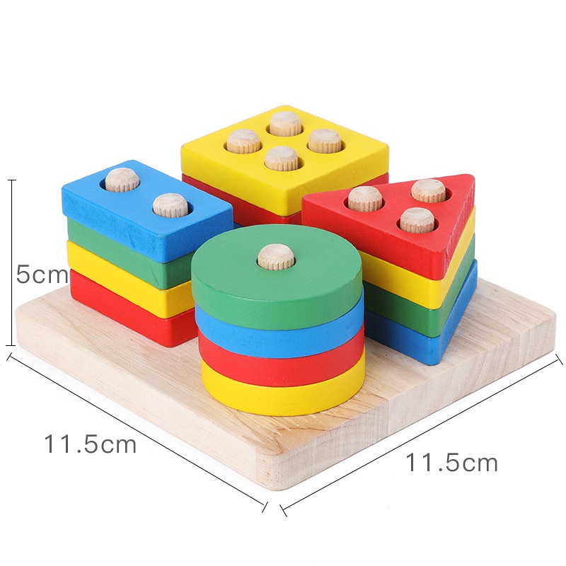 【Qian poem li Store】Children Wooden Building Blocks Toy Coloful ...
