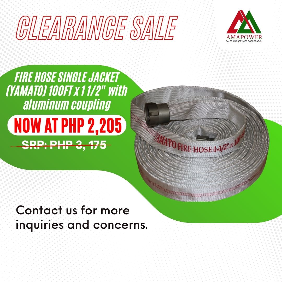 FIRE HOSE SINGLE JACKET "YAMATO" 1 1/2" x 100FT WITH ALUMINUM COUPLING ...