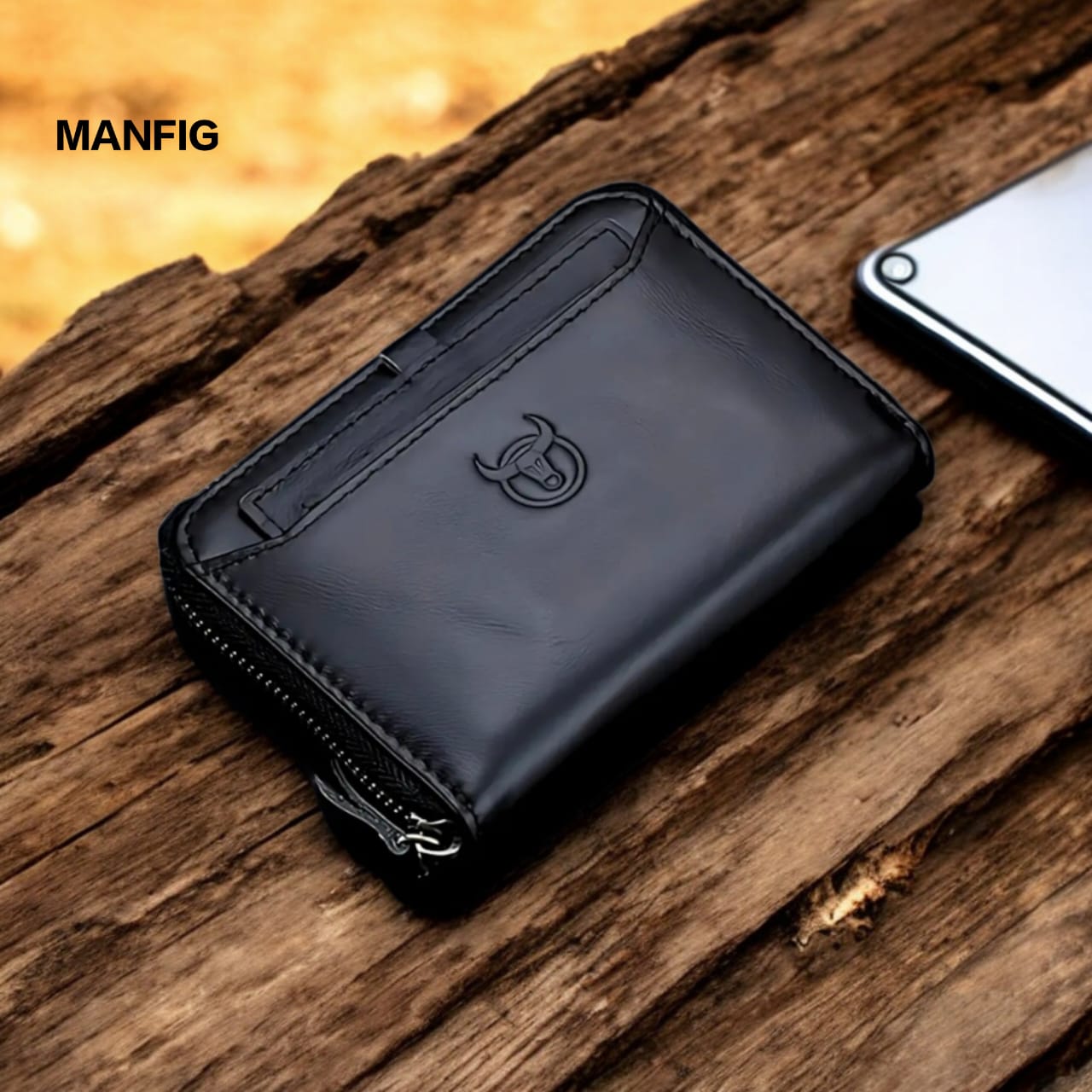 Manfig Men Wallets Cow Leather Chocolate And Black Colour Short Wallet ...