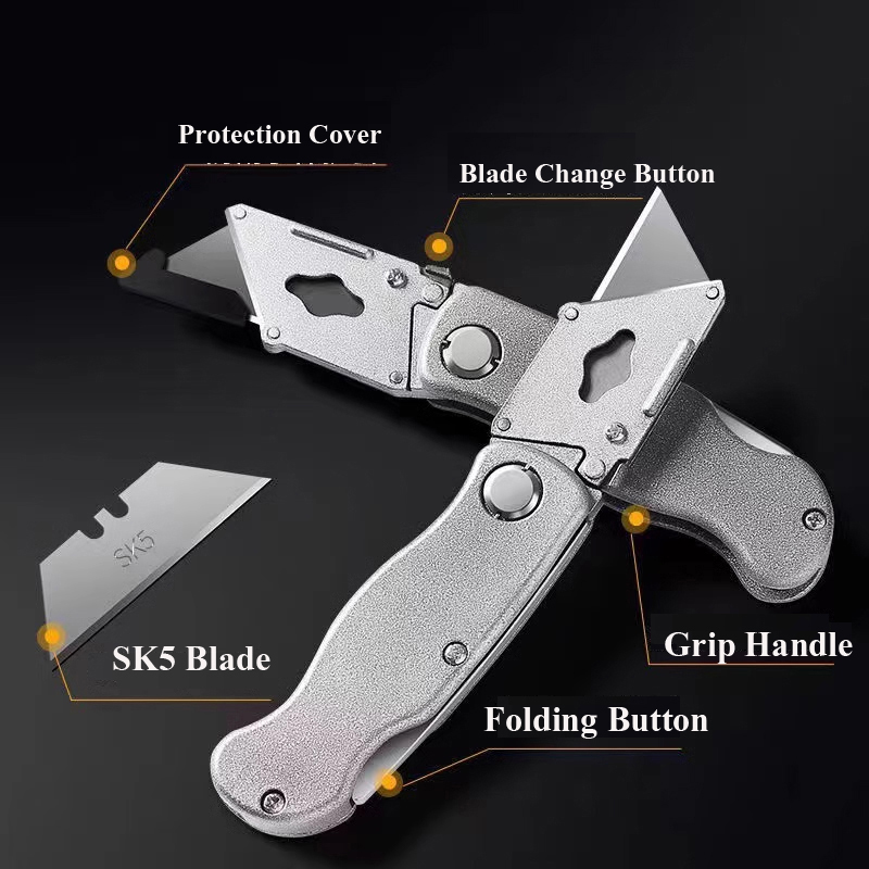 Folding Box Knife, Lightweight Aluminum Body Belt Clip, Quick Change ...