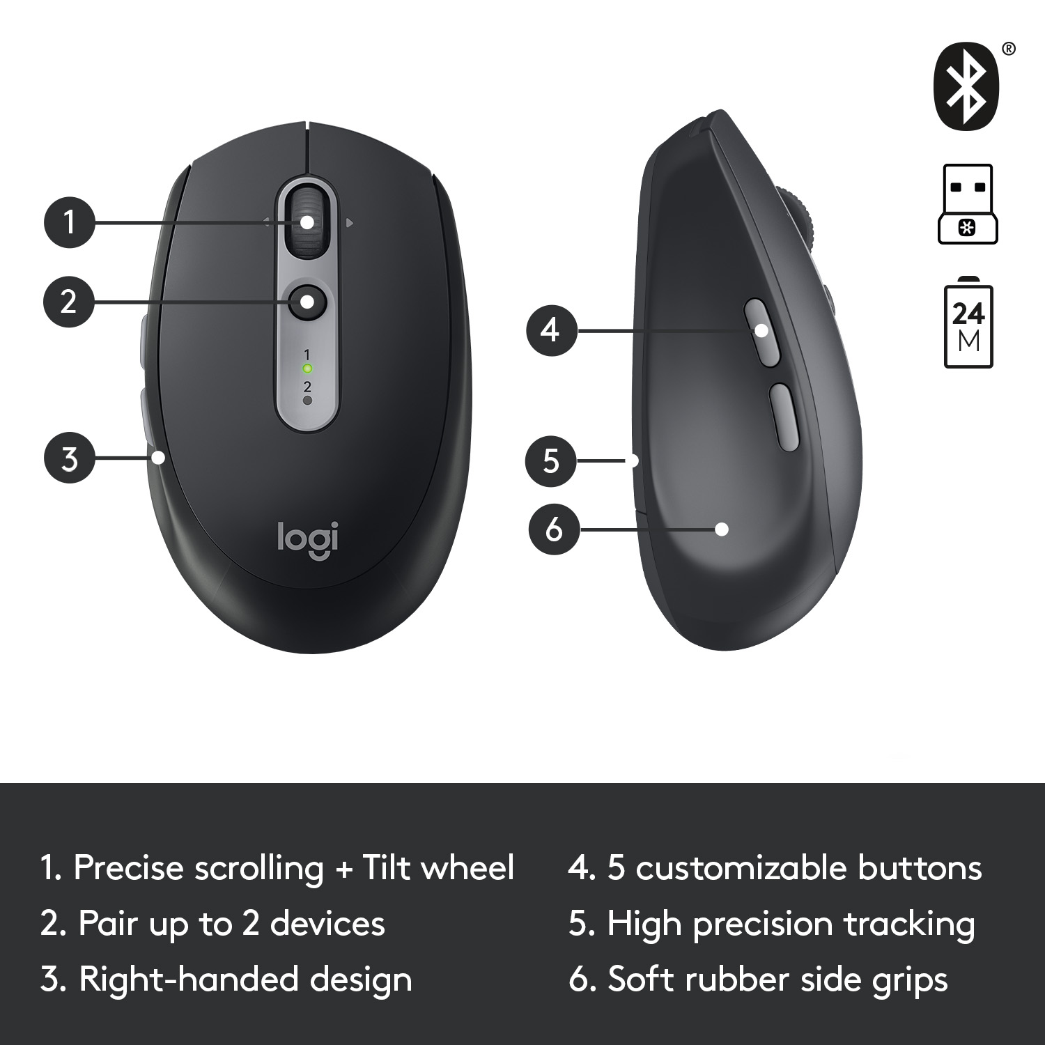 Logitech M585 Multi-Device Wireless Mouse with Bluetooth (เมาส์ไร้สาย ...
