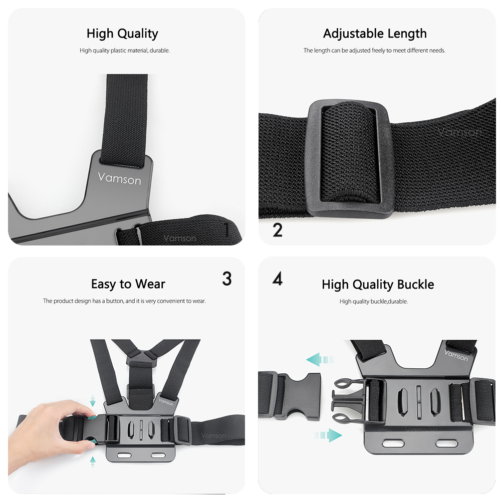 Vamson For 9 Accessories Chest Strap Belt Body Tripod Harness Mount For ...