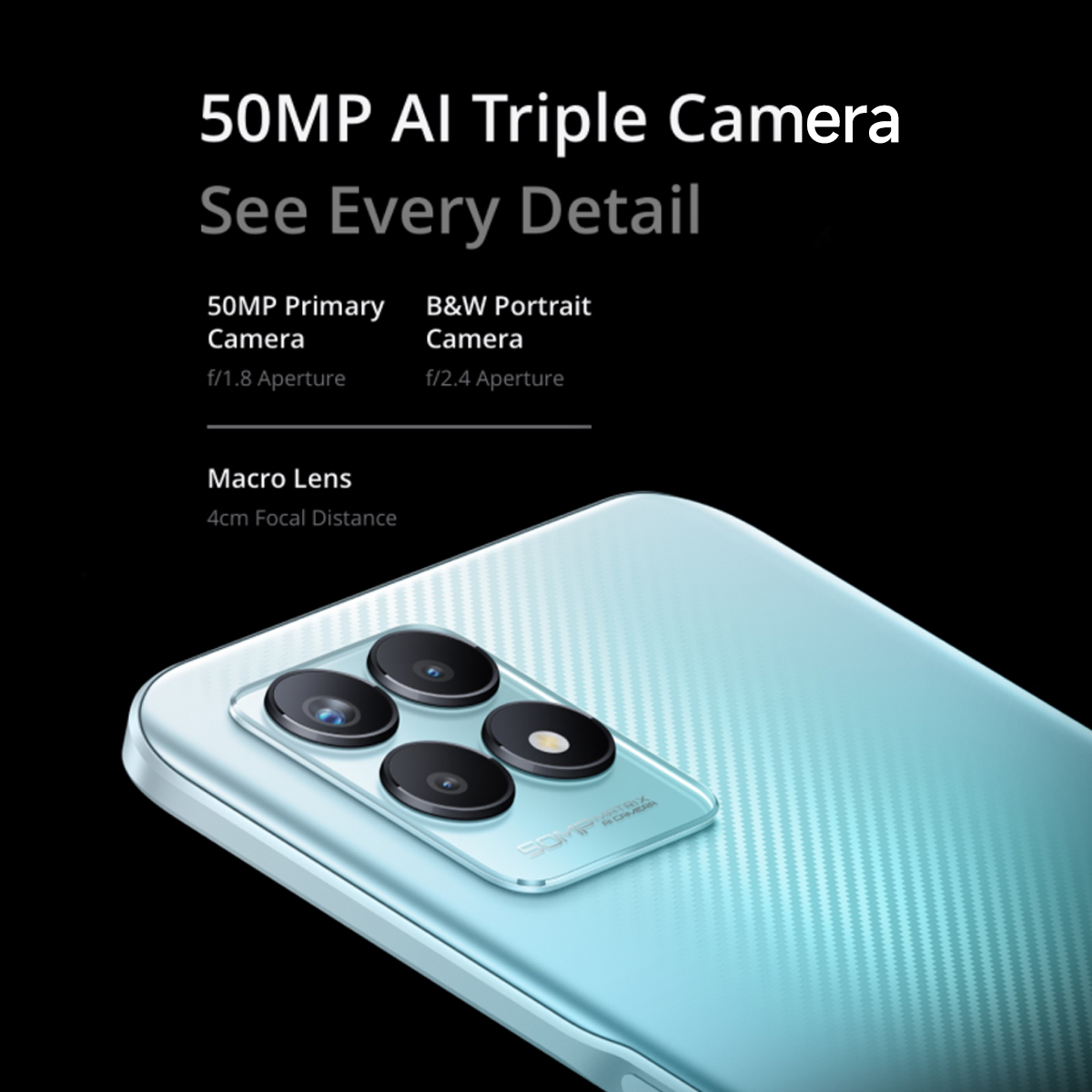 realme Narzo 50 4+64GB/6+128GB สมาร์ทโฟน โปรเซสเซอร์เกมมิ่ง Helio G96 ...