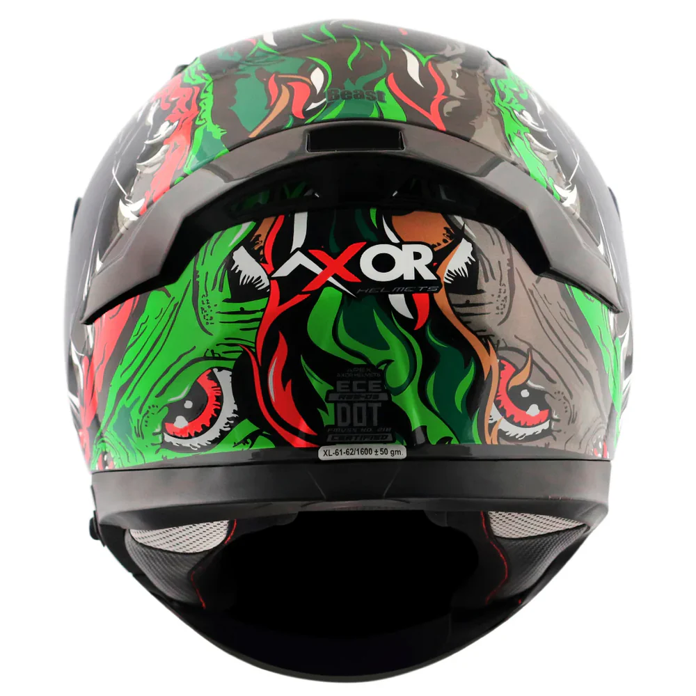 AXOR APEX BEAST GLOSS BLACK_GREEN FULL FACE MOTORCYCLE HELMET | RIDERS ...