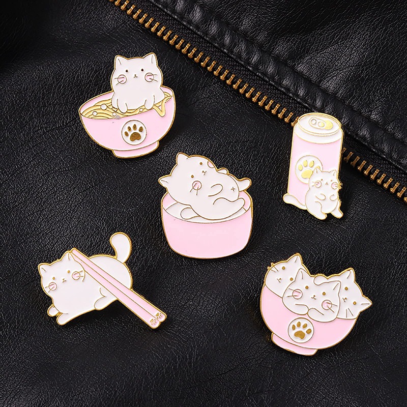 5 Pcs Cat Enamel Pins for Women Girl,Cute Animal Enamel Brooches Badge ...