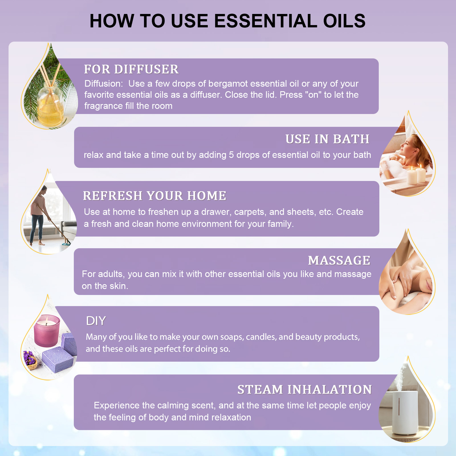 EUQEE 118ML Lavender Essential Oils with Glass Dropper Jasmine ...