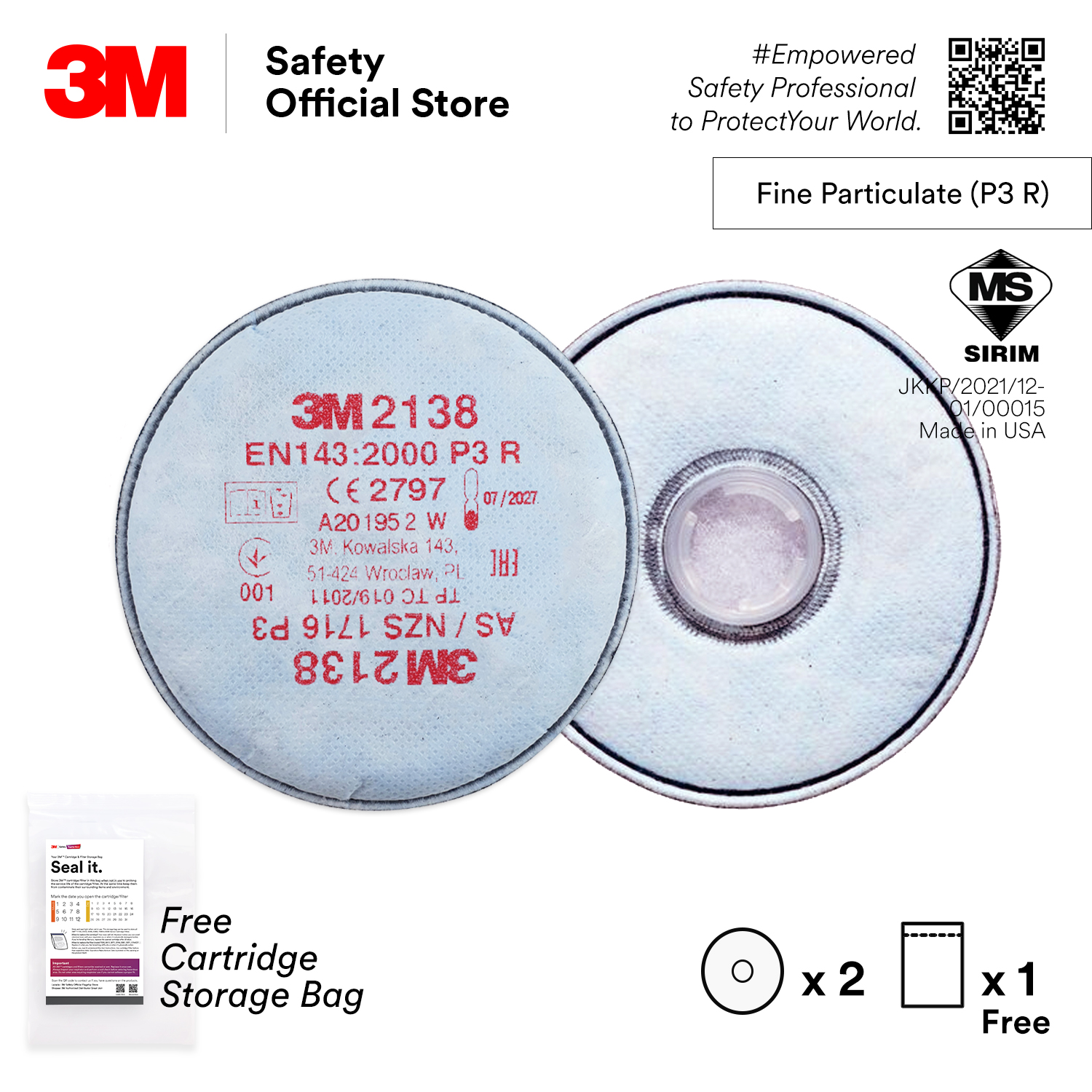 3M 2135 P3 R & 2138 P3 R Filter/ CE & SIRIM Approved/ Replacement of ...
