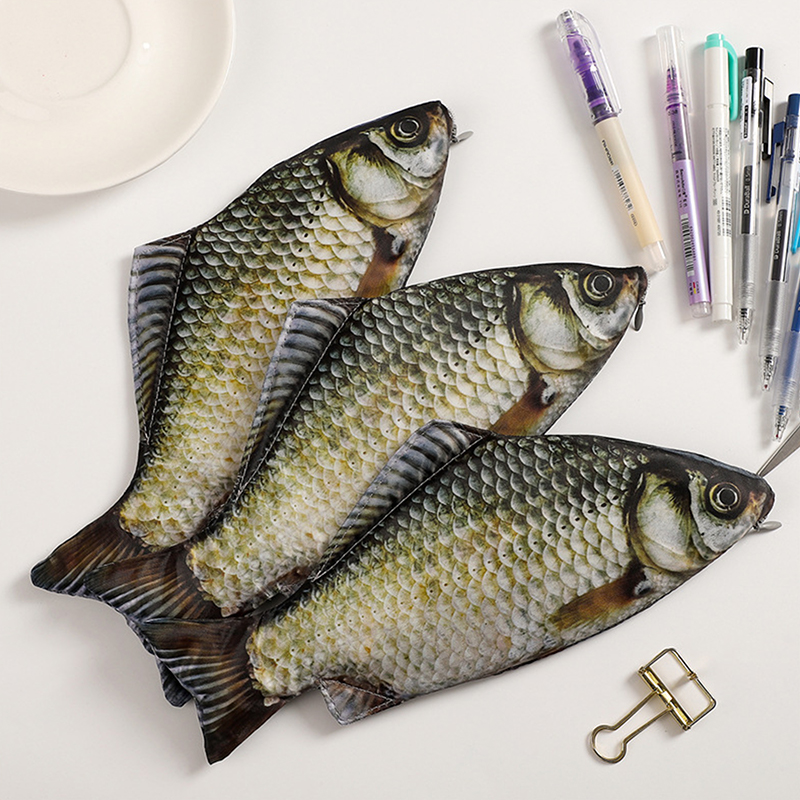 Funny Creative Fish Shaped Pen Bag Pens Crucian Carp Pencil Case Funny ...