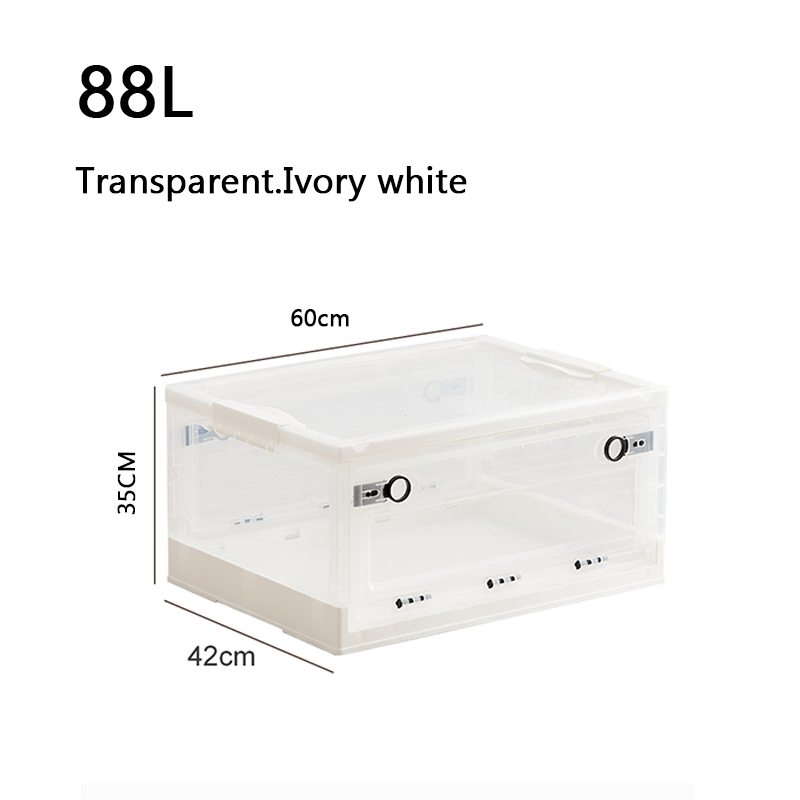 Transparent Storage Bins With Wheels, Double Doors Plastic Foldable Box ...