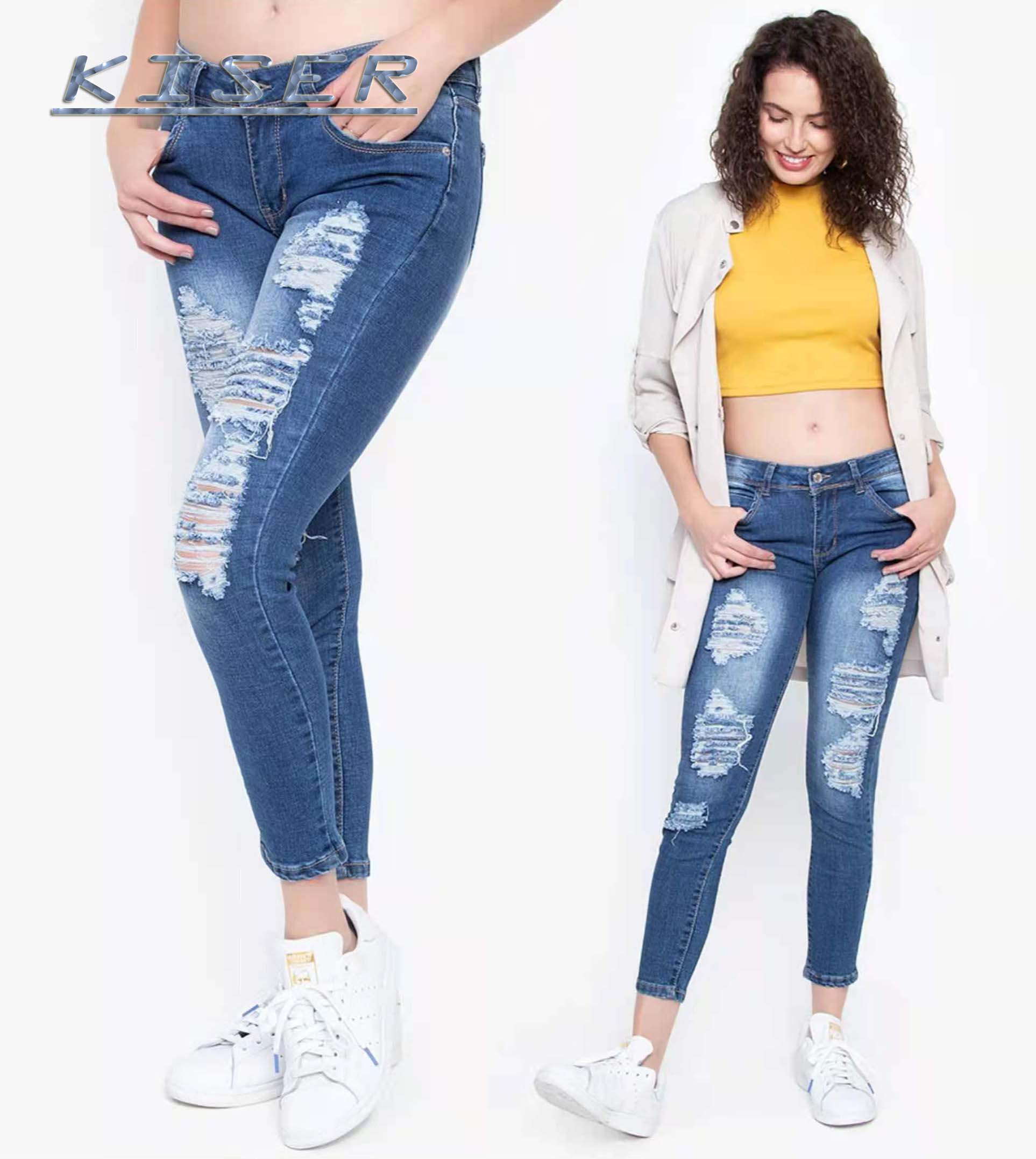 Babae Maong Tattered Design Blue Jenas Skinny Pants | Lazada PH