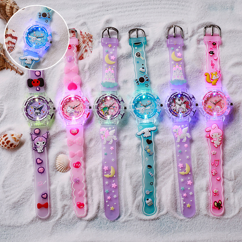 Sanrio Watch Kawaii Melody Cinnamoroll Children LED Luminous Watch ...
