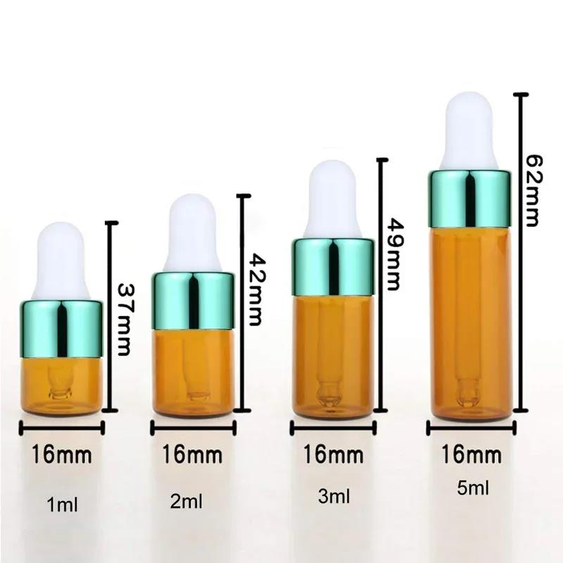 10Pcs Empty 1/2/3/5ml Glass Dropper Bottles Mini Essential Oils Dropper ...
