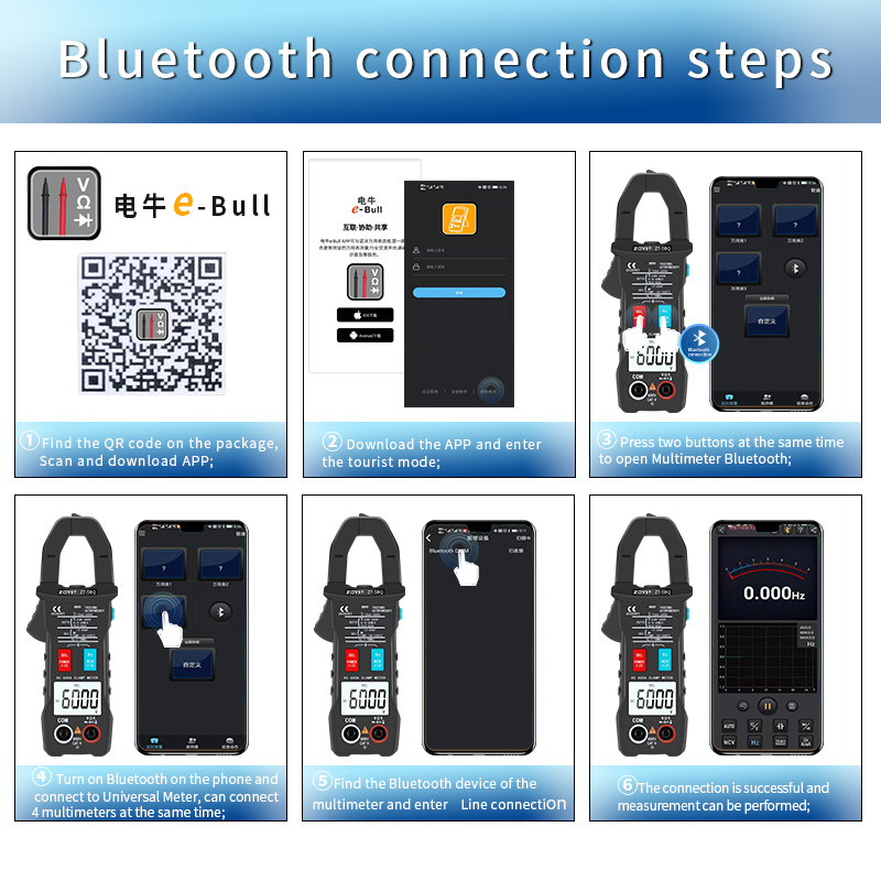ZOYI ZT-5BQ Digital Bluetooth Multimeter Clamp Meter AC/DC Voltmeter Current Pliers Amperometric ...