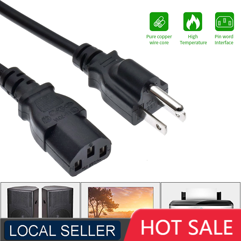 3 pin Power Extension cords US plug Copper Power Cable for PC Computer 1.5 Meter A63 | Lazada PH