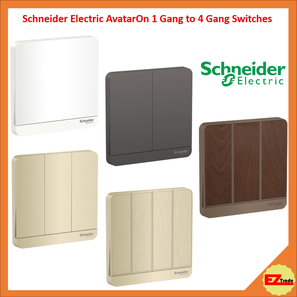 Schneider Electric AvatarOn - 1 Gang to 4 Gang/ 1Way or 2Way Switches ...