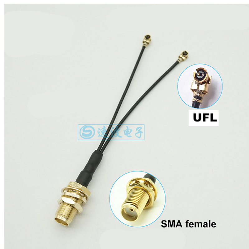 1Pcs UFL to SMA Female Two In One Y Type Feeder Connector Extension ...