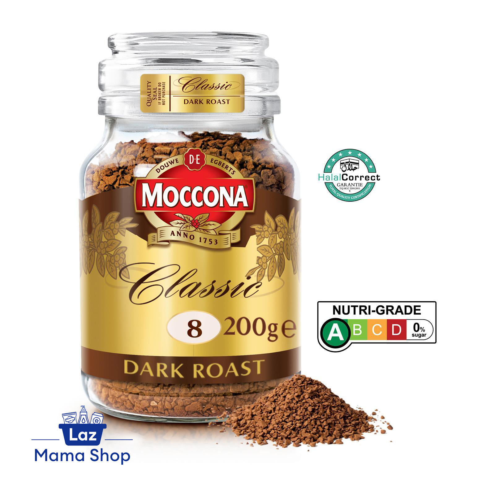 Moccona Classic Dark Roast Intensity 8 Freeze Dried Instant Coffee 200G ...