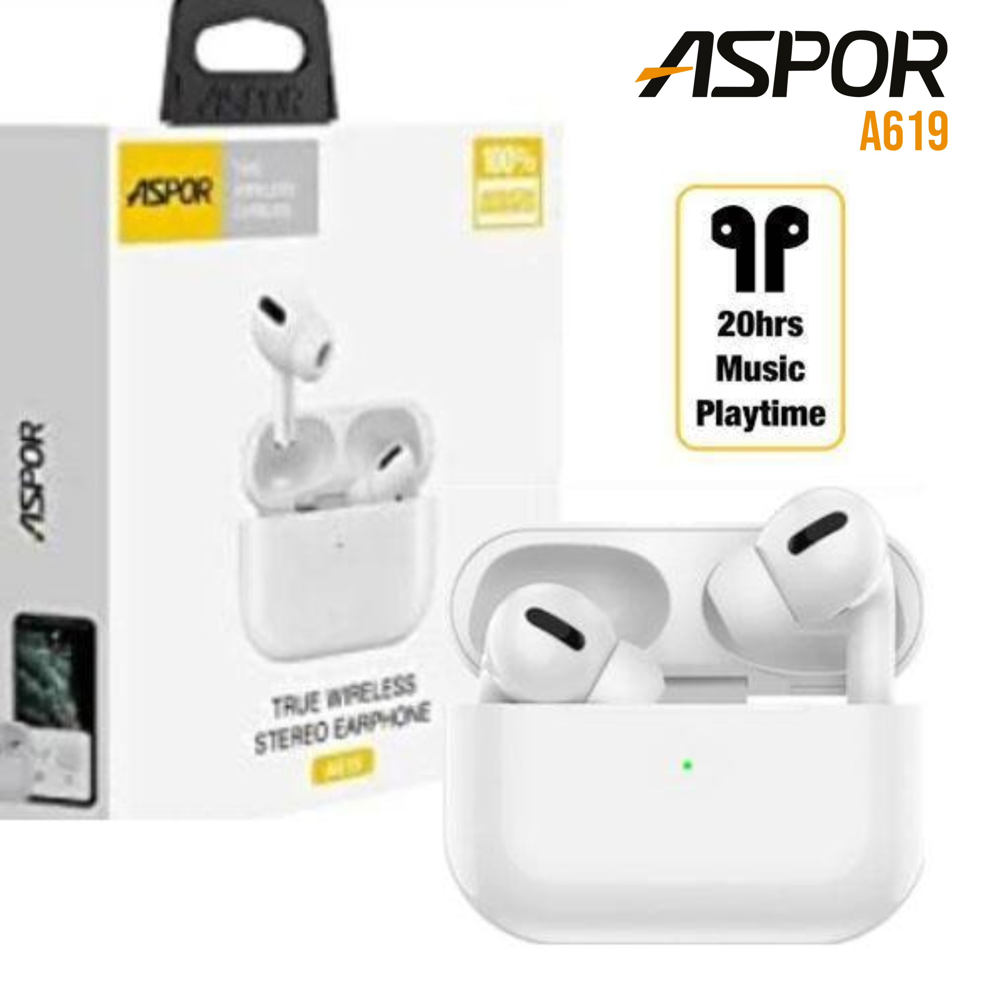 ASPOR A619 AirBuds Pro BT 5.1 HiFi Sound Earbuds With Wireless Charging | Daraz.lk