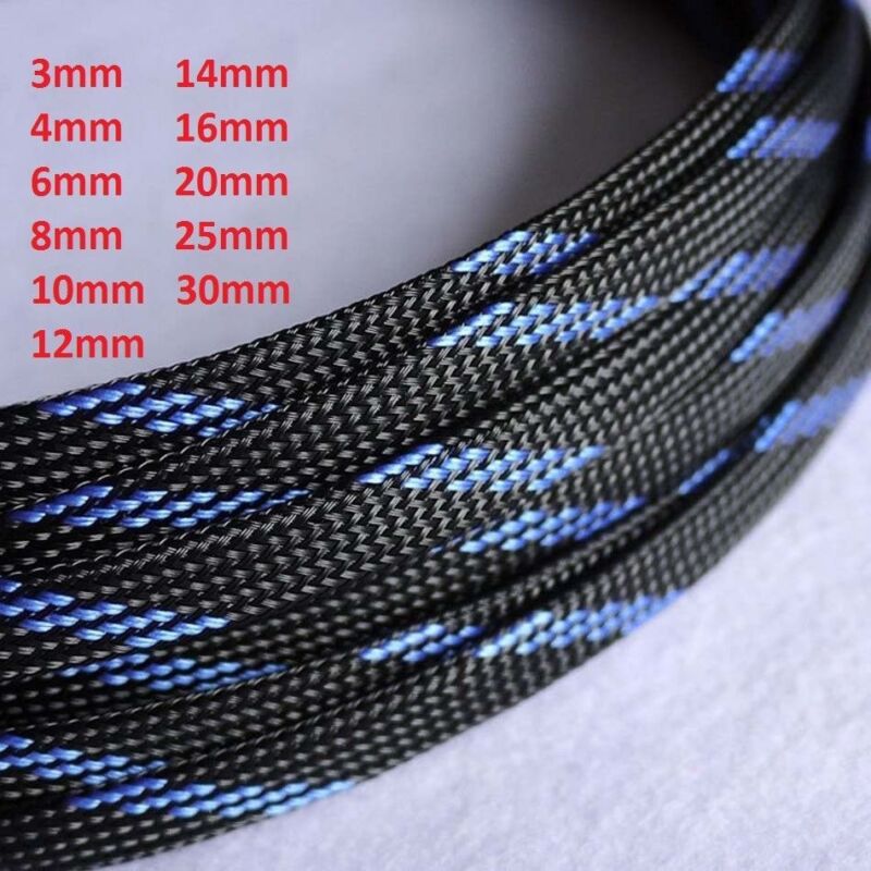 Black&Blue Weave Expandable Braided Cable Sleeving Auto Harness Wire ...